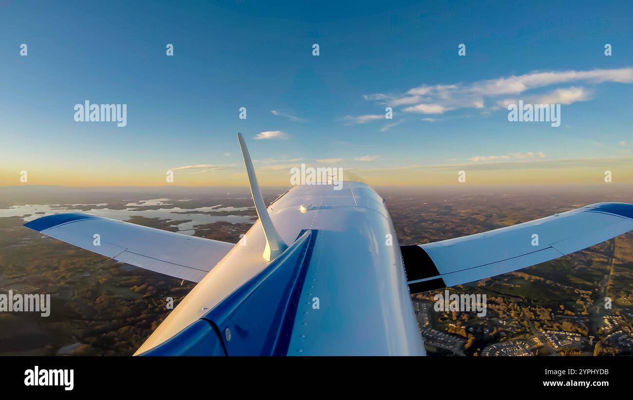 A small general aviation aircraft follows precise air traffic control ...