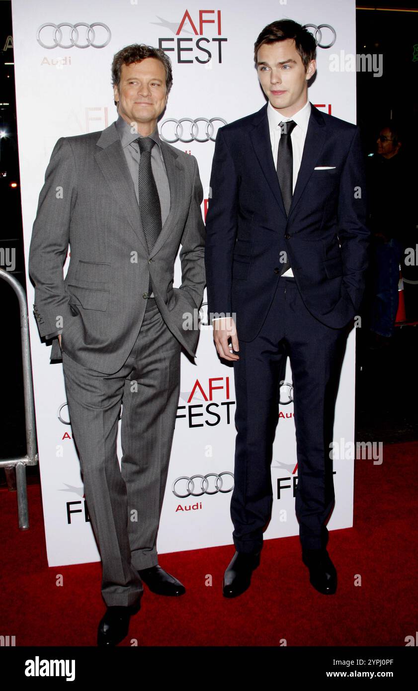 HOLLYWOOD, CA - NOVEMBER 05, 2009: Colin Firth and Nicholas Hoult at ...