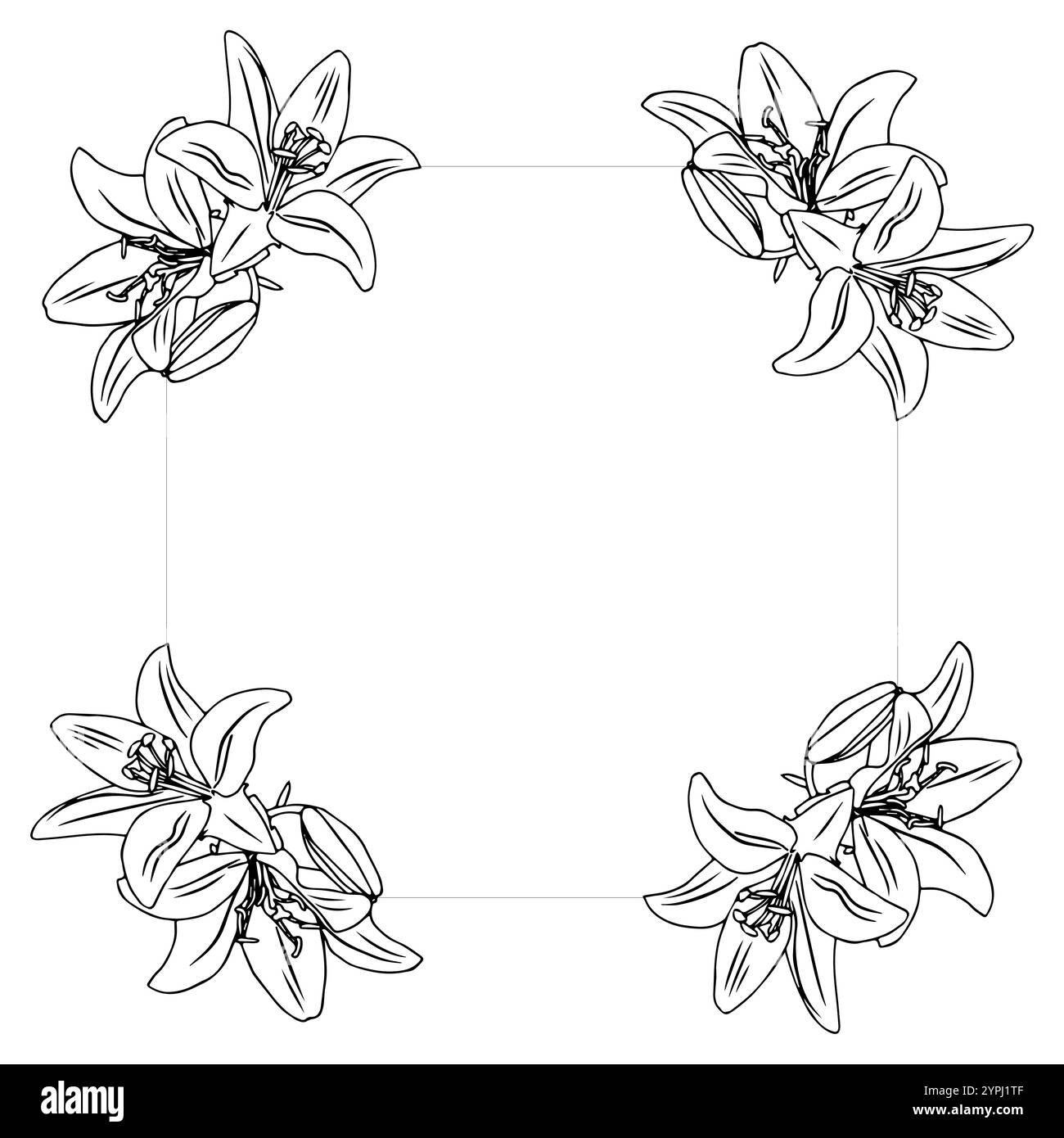 Frame with lilies in doodle style. Element for your design. Vector ...