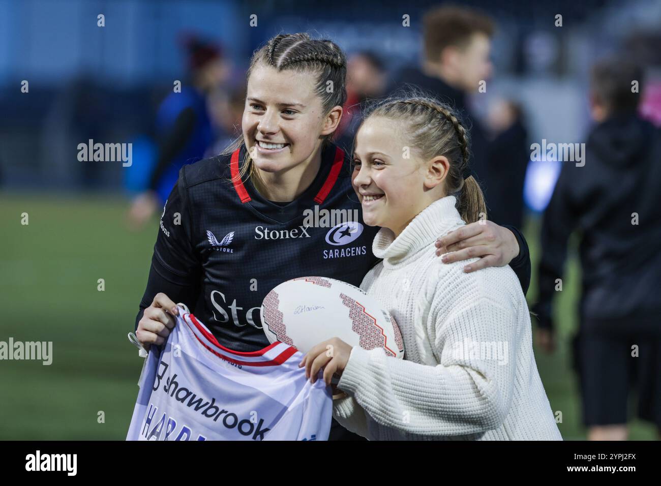 London, UK. 30th Nov, 2024. Zoe Harrison (Saracens) takes pictures with ...