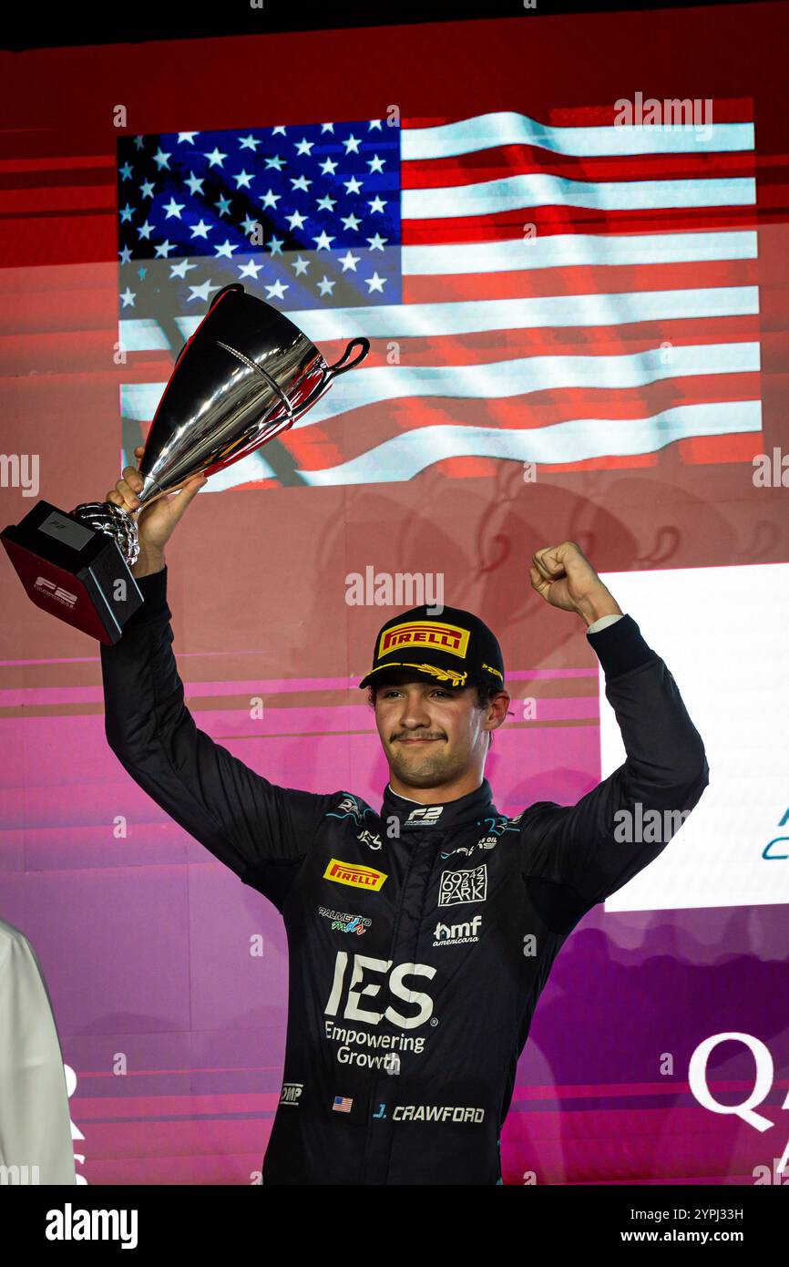 CRAWFORD Jak (usa), DAMS Lucas Oil, Dallara F2 2024, portrait, podium ...