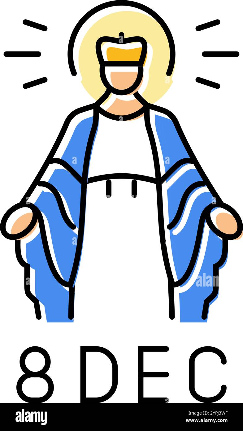 immaculate conception feast catholic holiday color icon vector ...