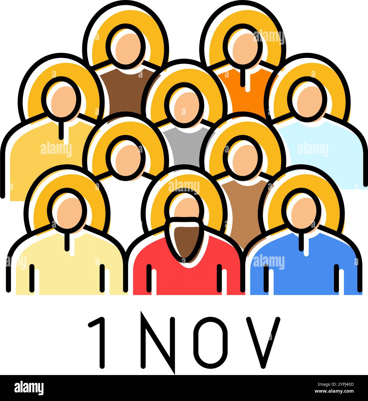 all saints feast catholic holiday color icon vector illustration Stock ...