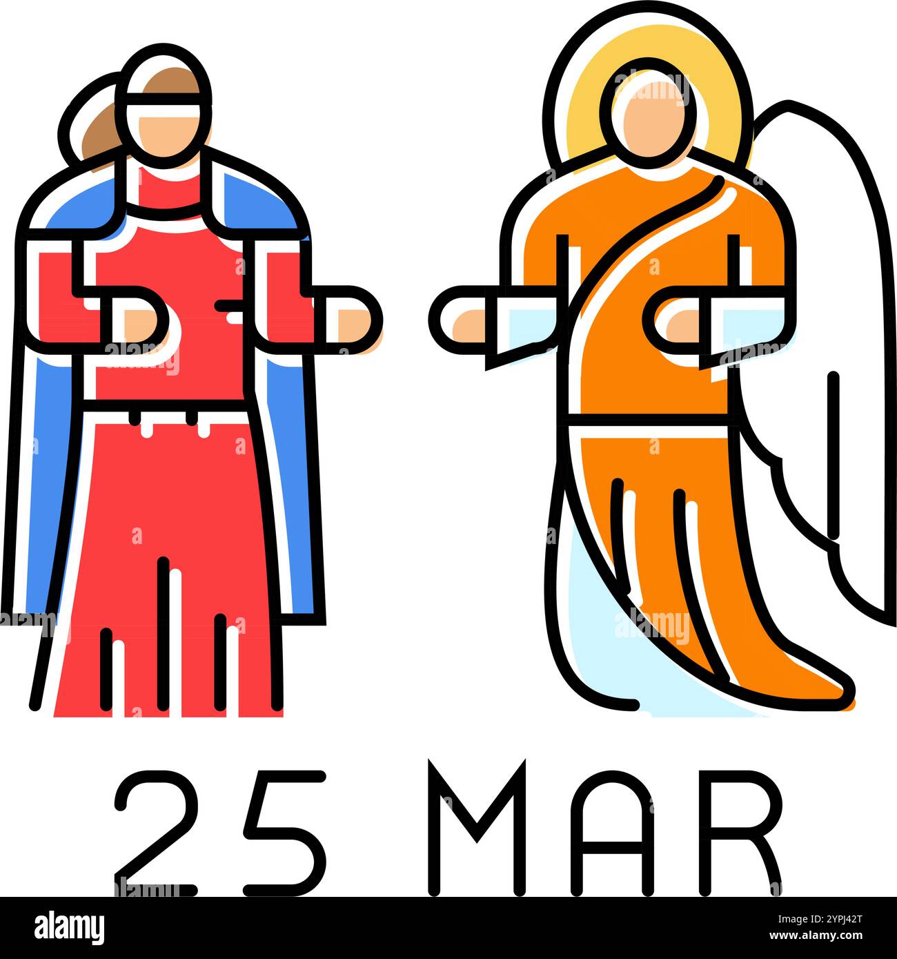 annunciation feast catholic holiday color icon vector illustration ...