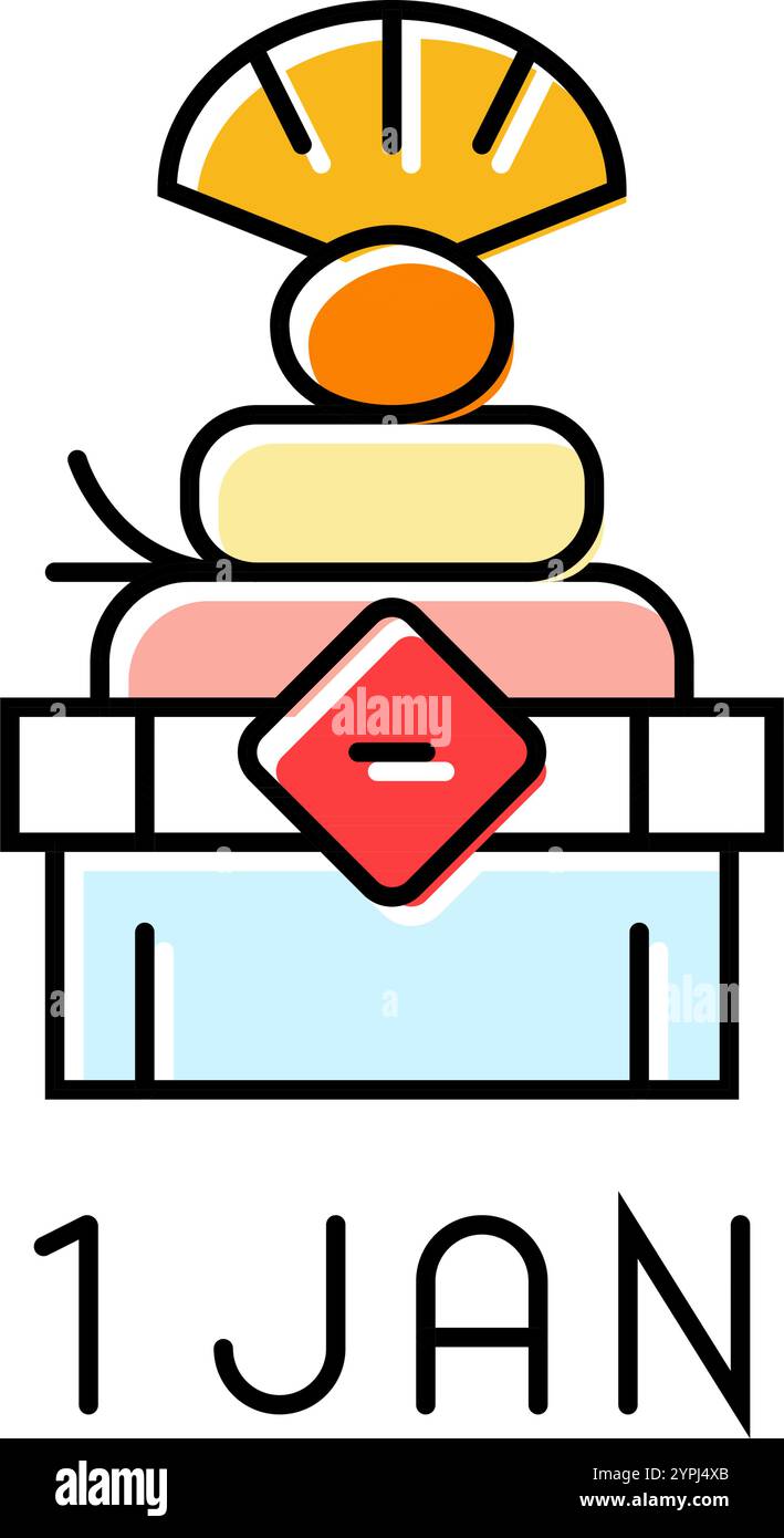 new years day japanese holiday color icon vector illustration Stock ...