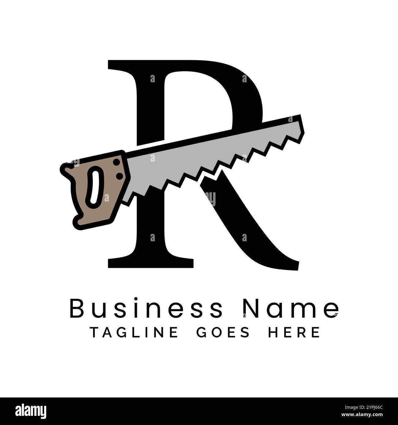 Letter R handsaw logo. Alphabet R woodwork and carpentry icon Stock ...
