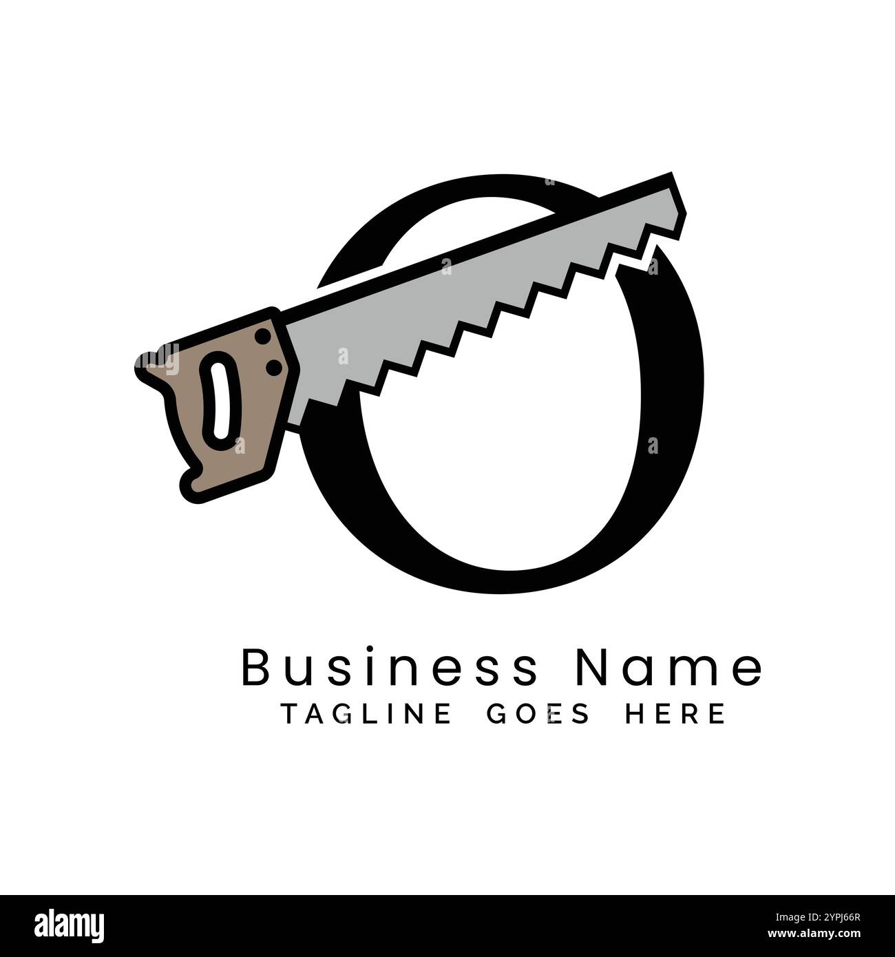 Letter O handsaw logo. Alphabet O woodwork and carpentry icon Stock ...