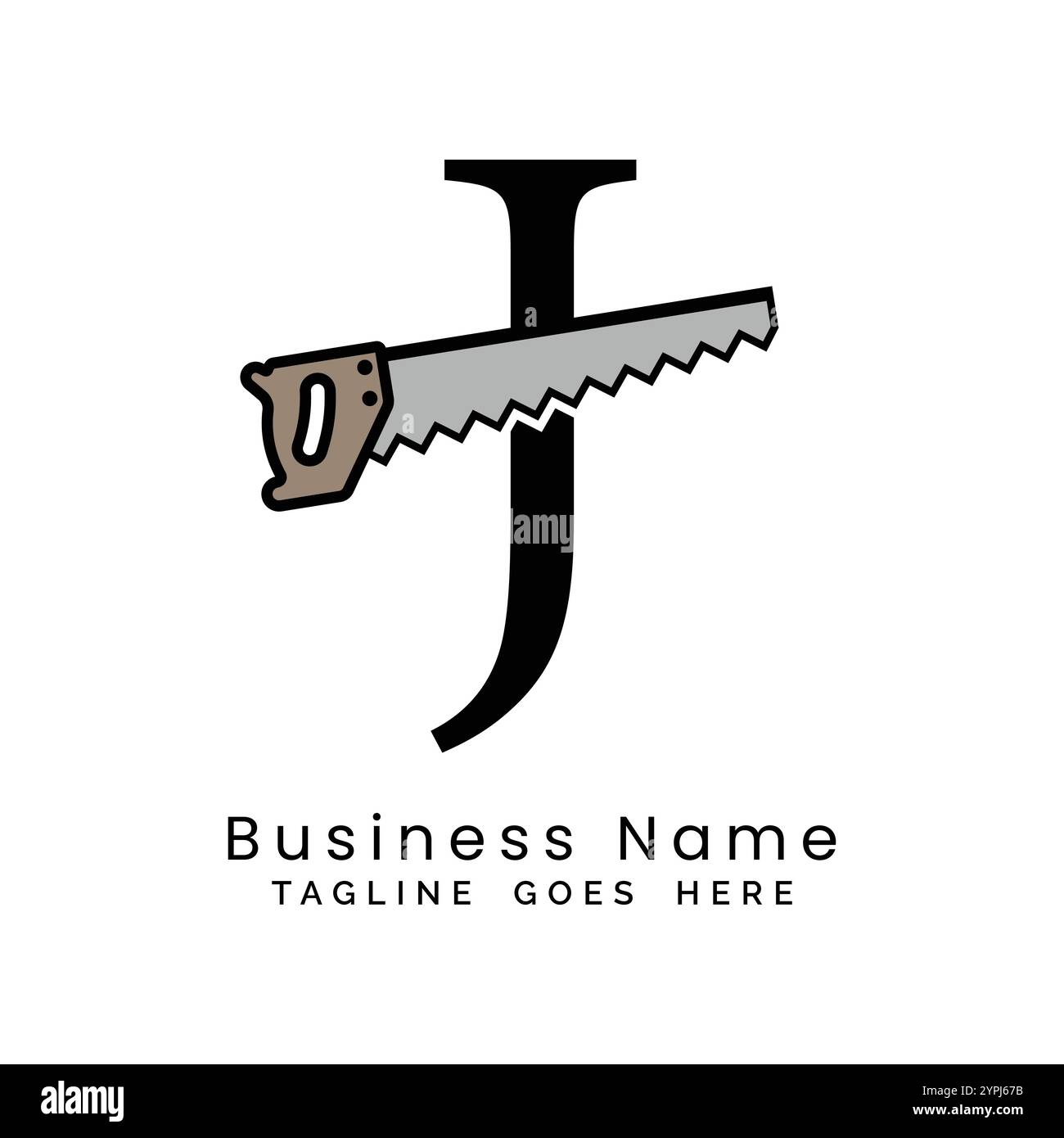 Letter J handsaw logo. Alphabet J woodwork and carpentry icon Stock ...