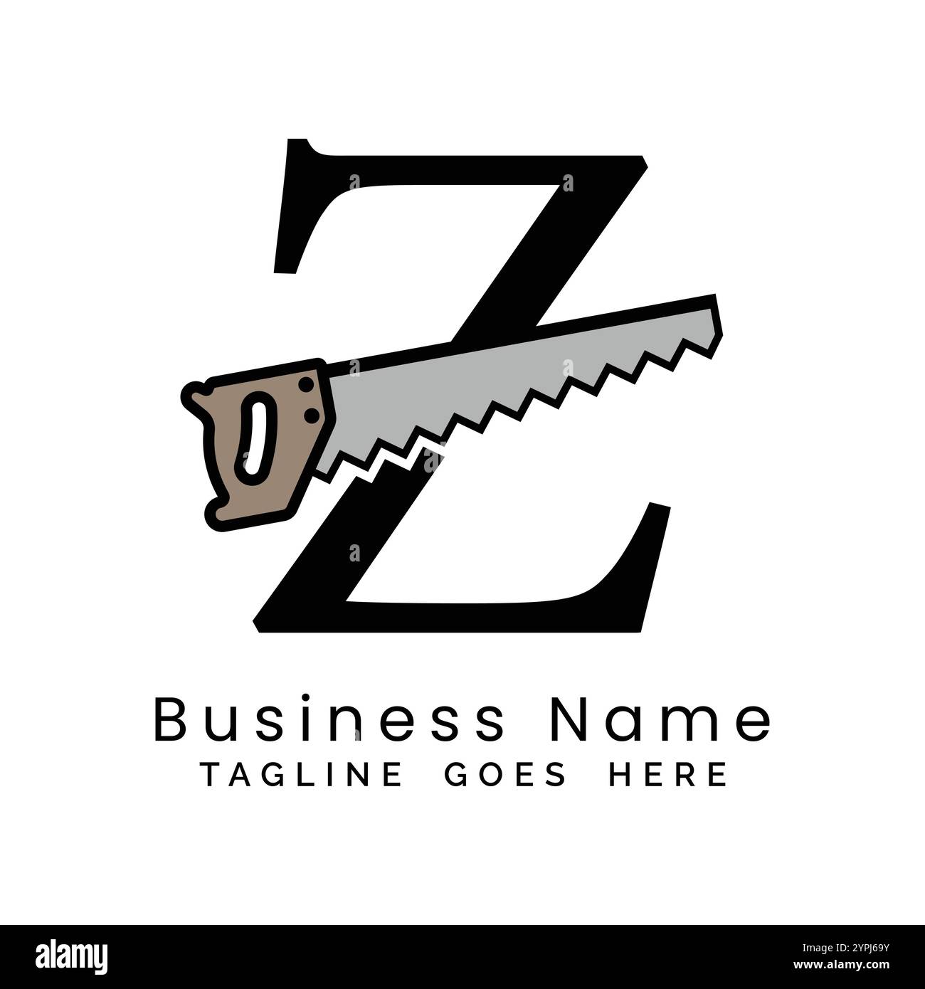 Letter Z handsaw logo. Alphabet Z woodwork and carpentry icon Stock ...