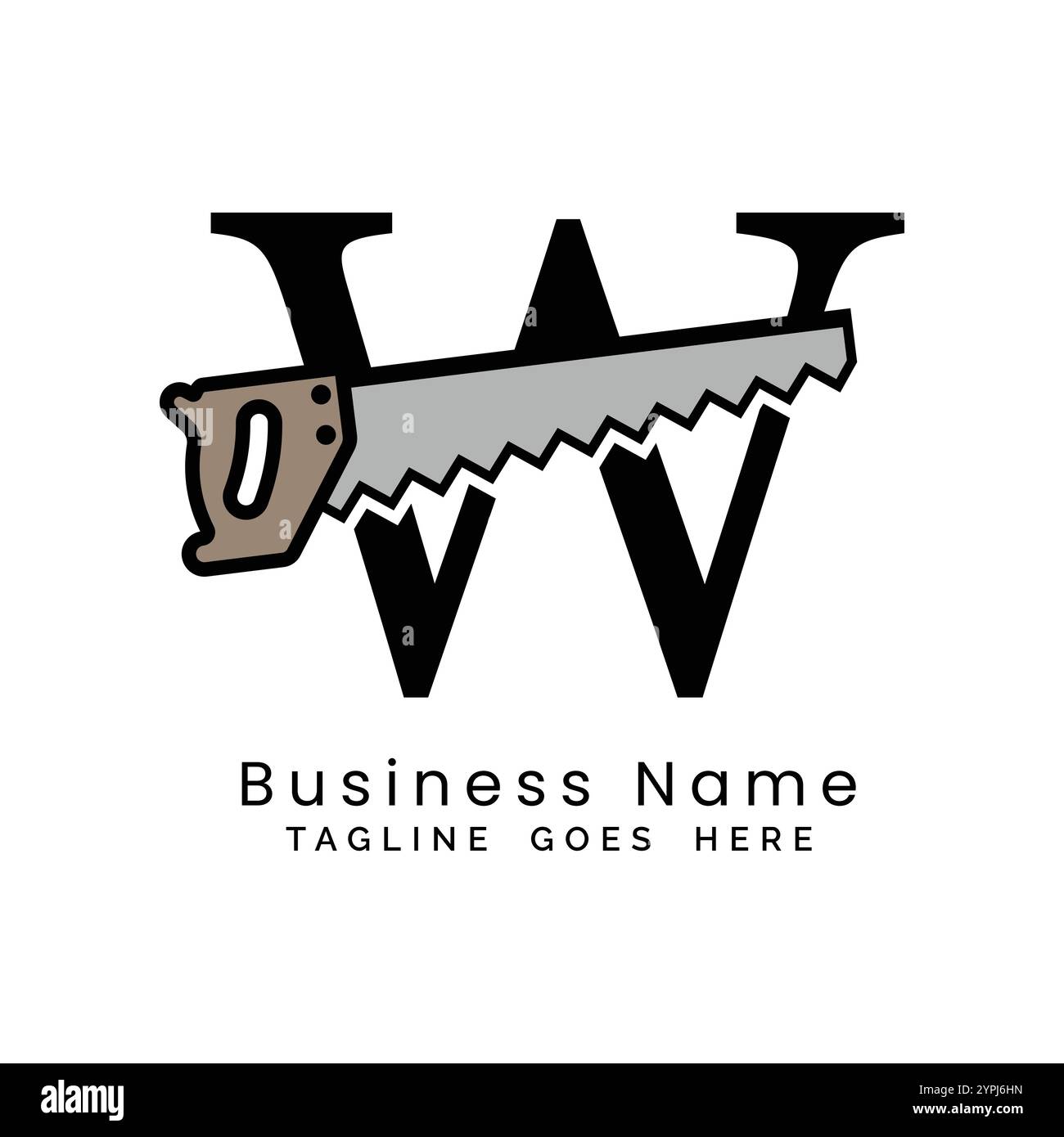 Letter W handsaw logo. Alphabet W woodwork and carpentry icon Stock ...