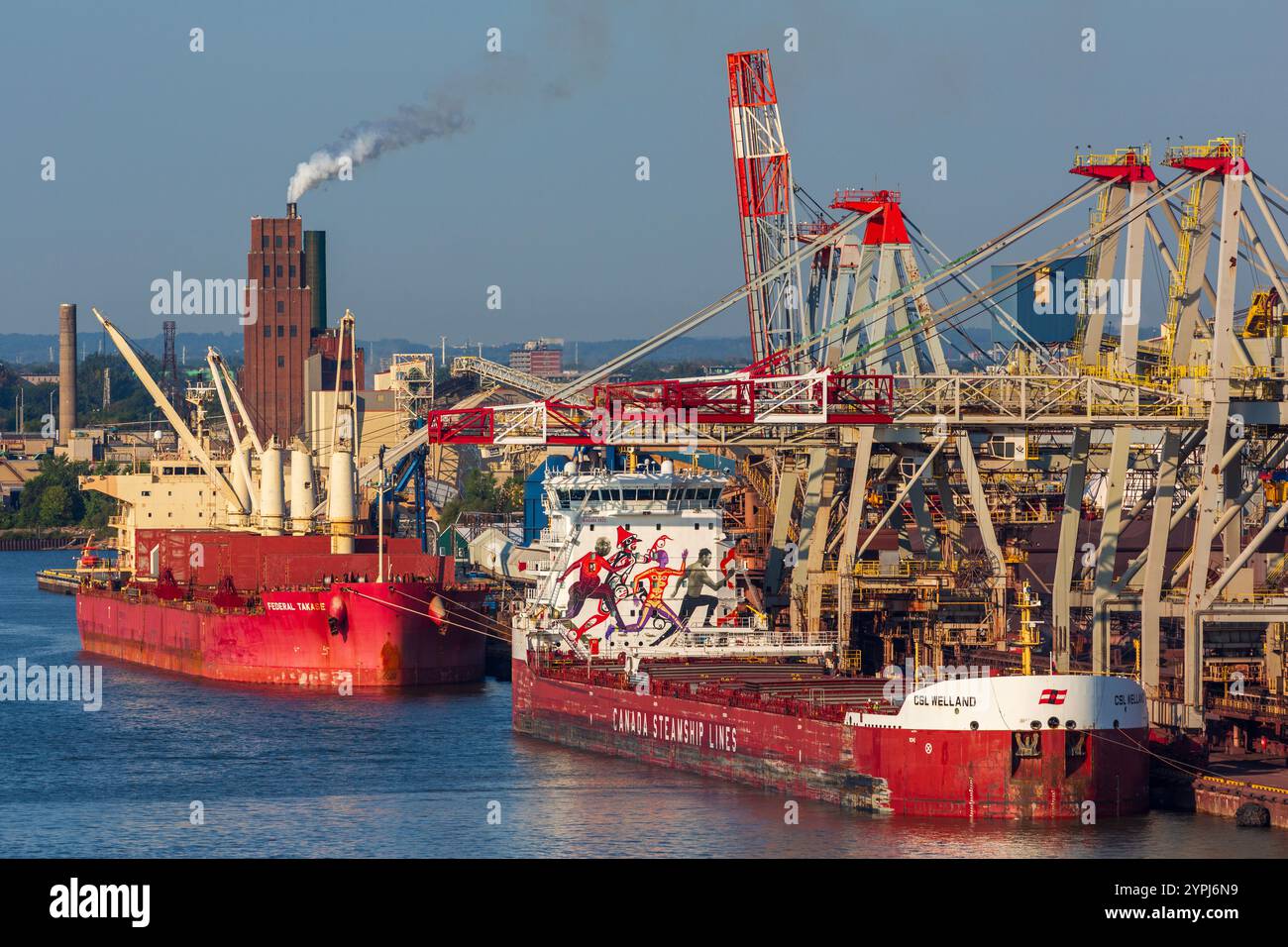 Cargo ships, Parkland Terminal, St. Charles River, Quebec City, Canada ...
