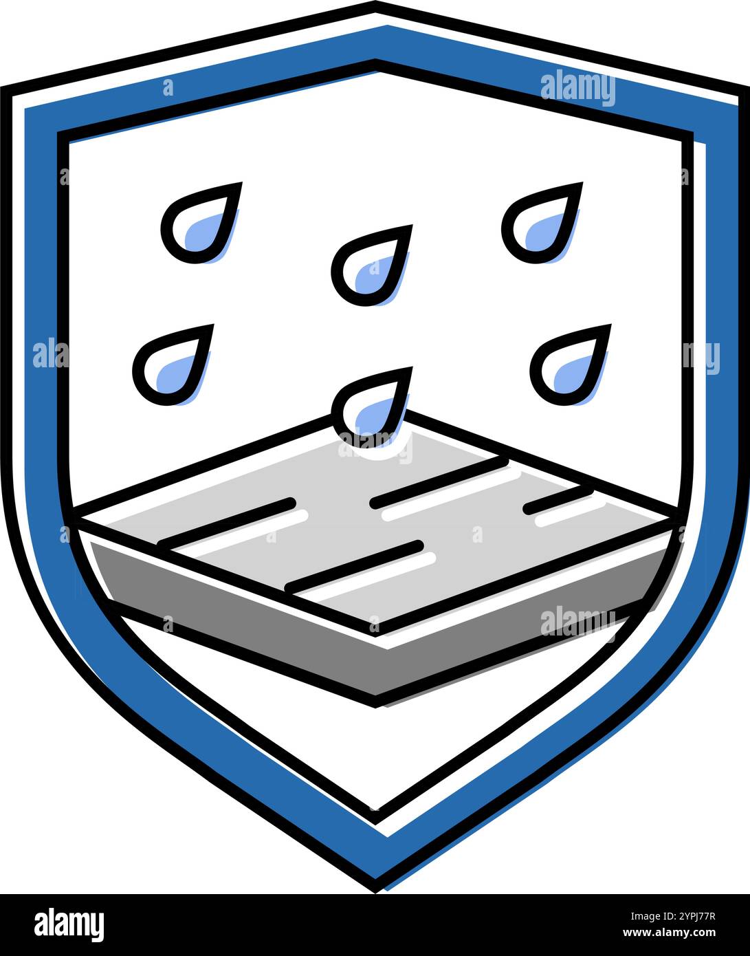 showerproof product label caution color icon vector illustration Stock ...