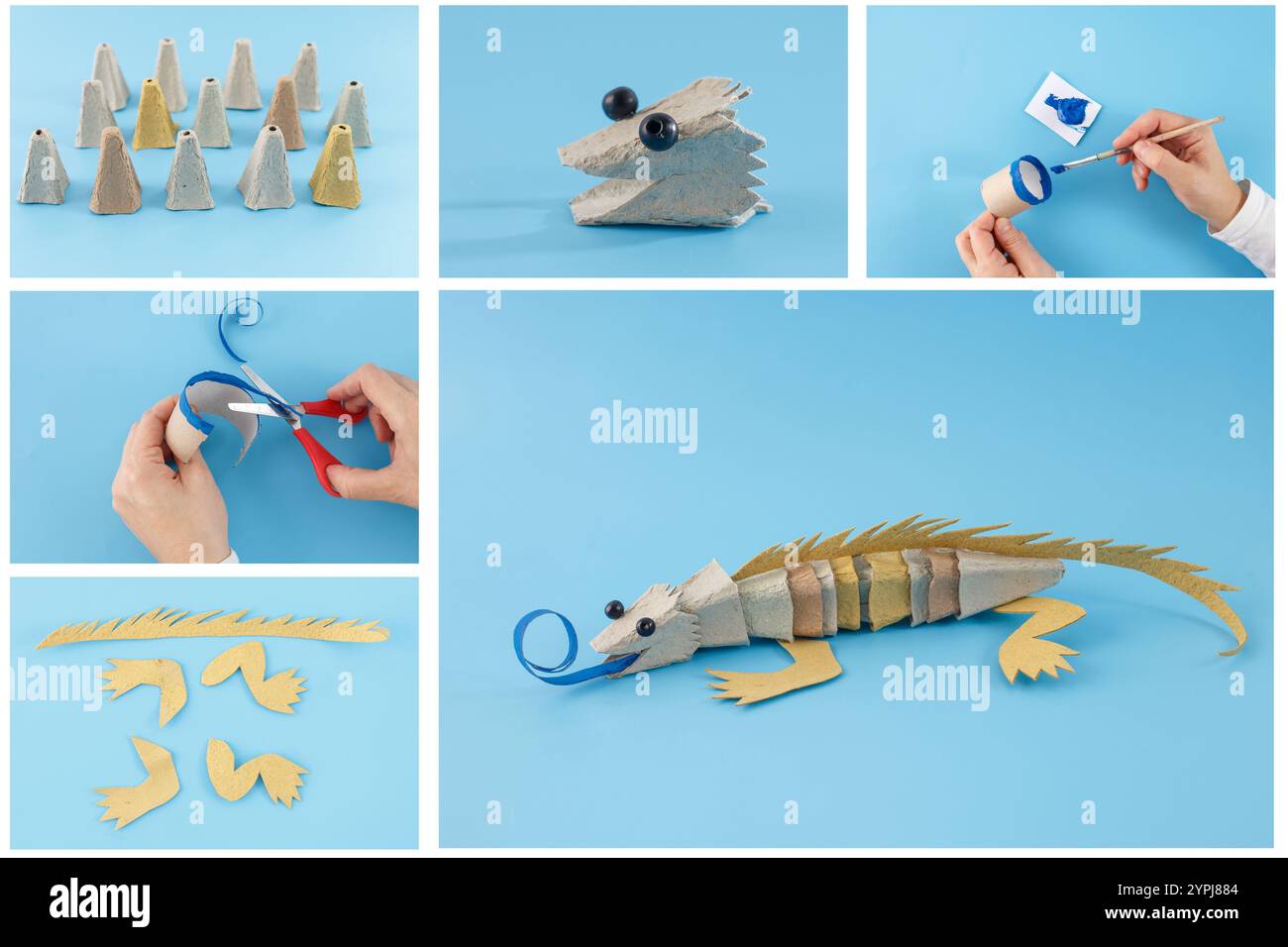 step-by-step guide for creating an iguana craft using recycled ...