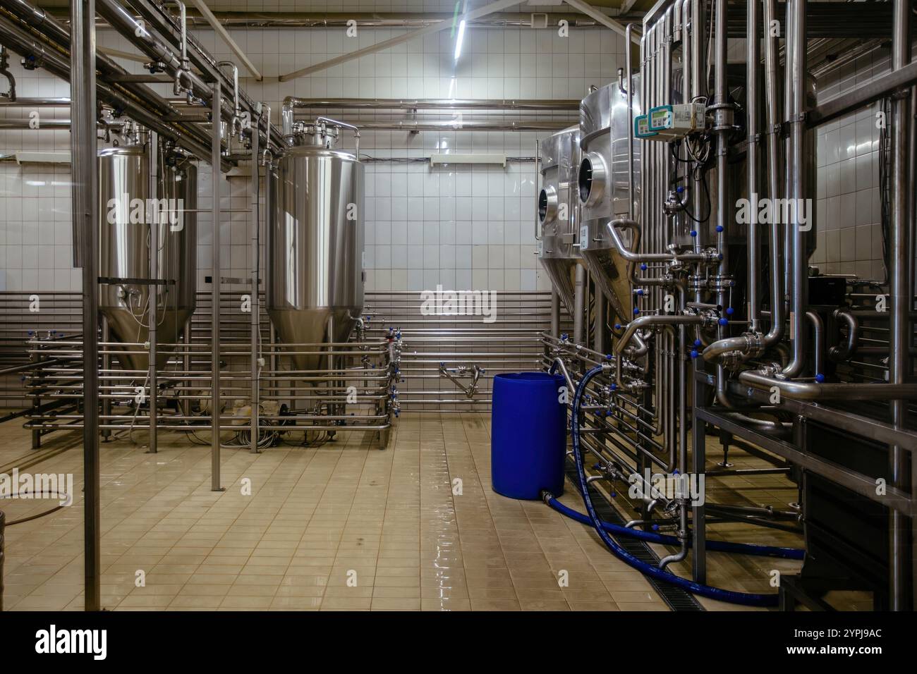 Stainless steel vats for fermentation in modern craft brewery Stock ...