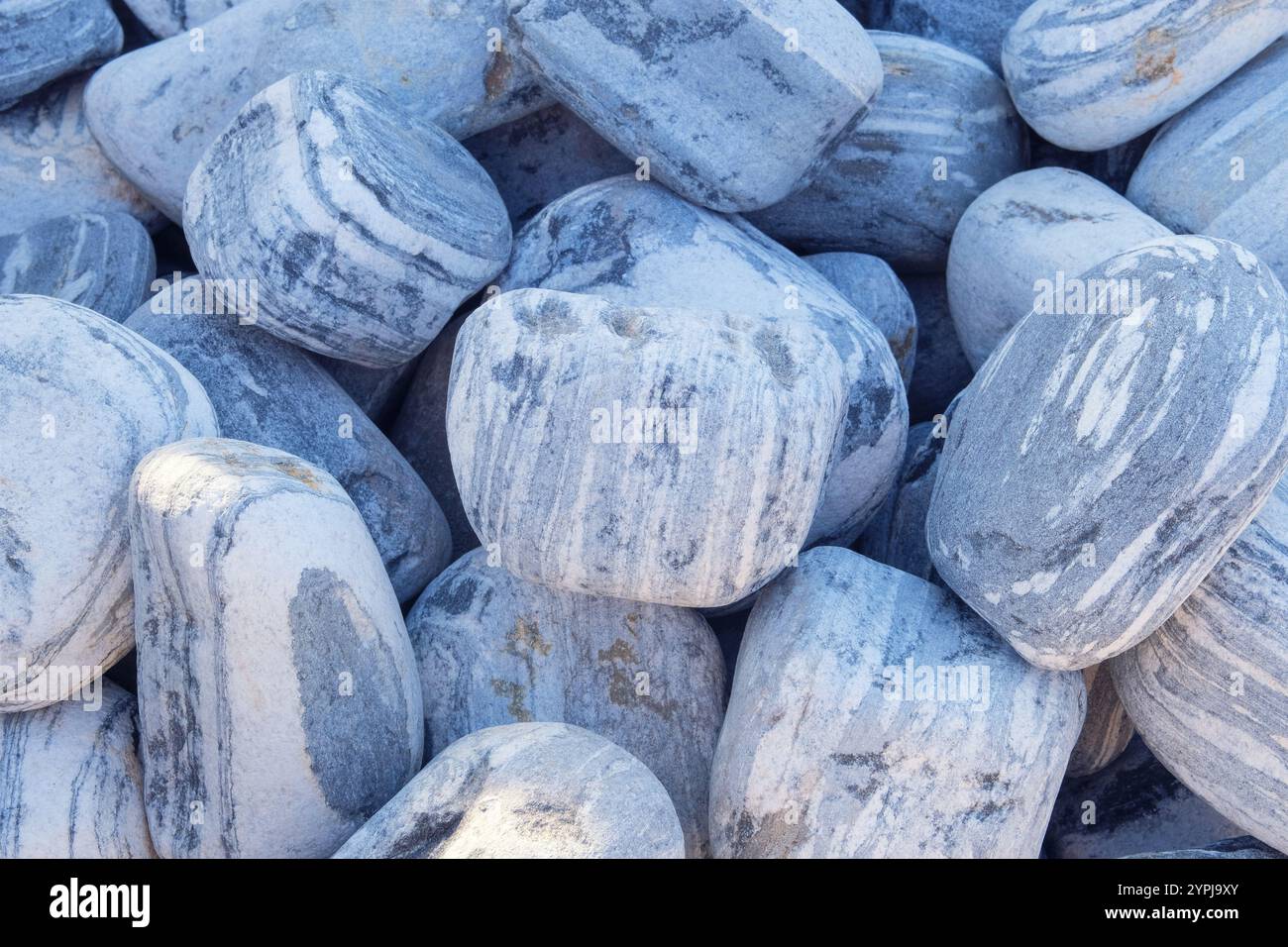 Decorative stones are sold in construction market. Sea pebbles. Natural ...