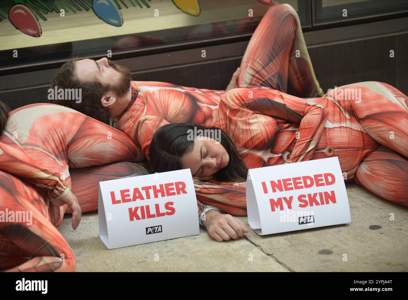 Miami, USA. 29th Nov, 2024. PETA protestors outside the Coach store at ...