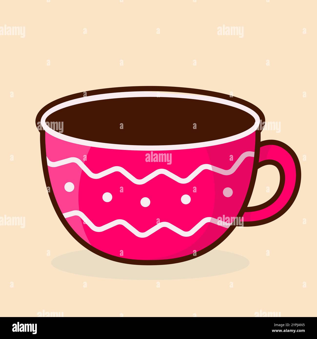 Red mug with pattern. Vector cartoon illustration Stock Vector Image ...