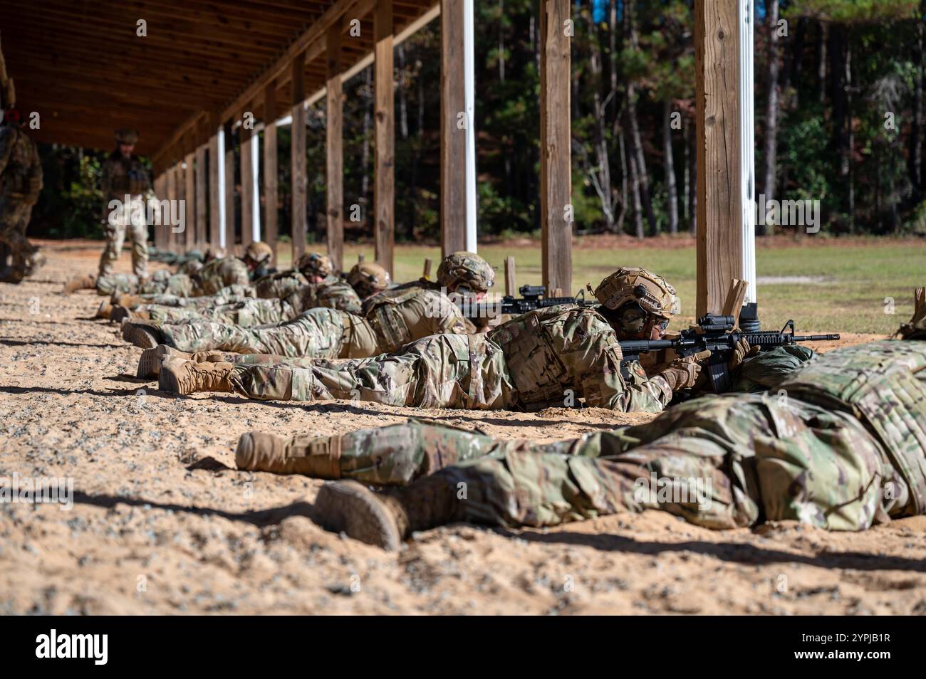 U.S. Air Force airmen conduct a weapons sustainment course of fire ...