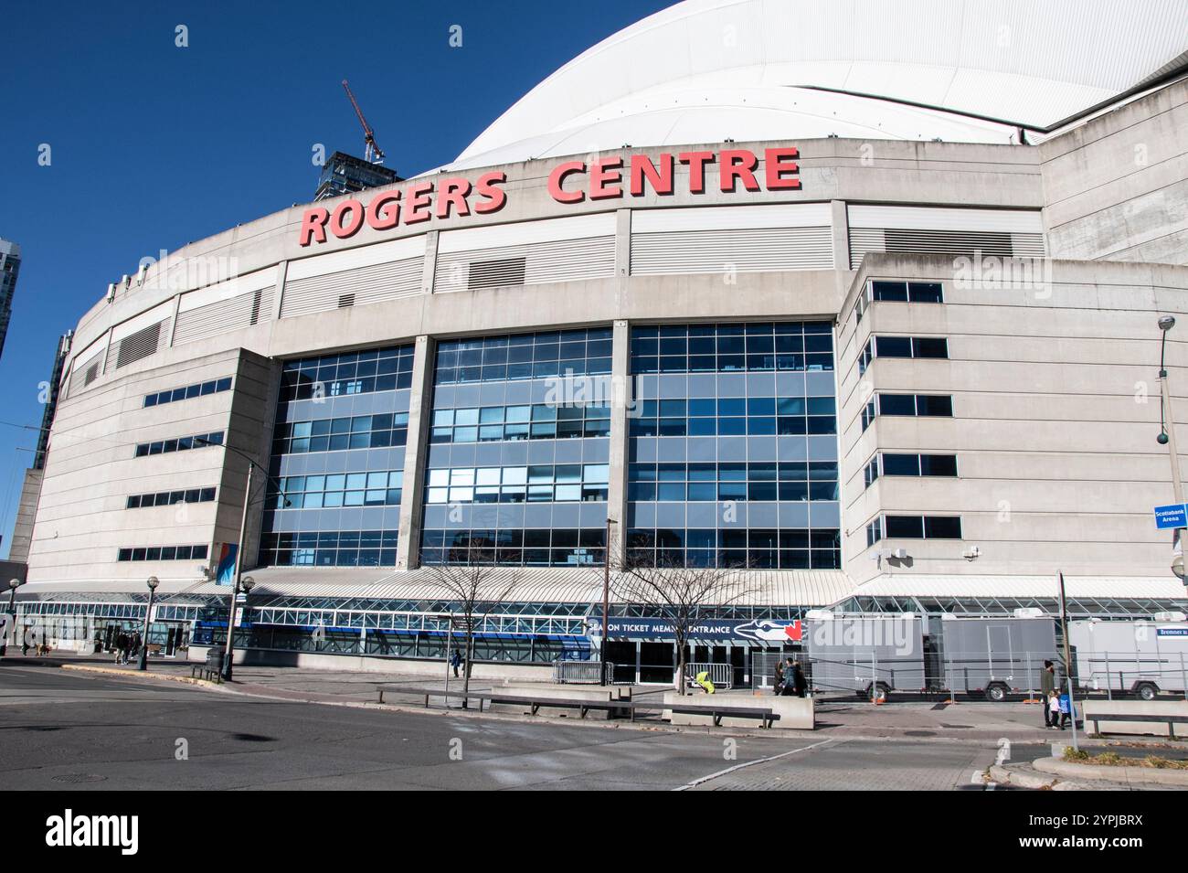 Rogers Centre sign on Blue Jays Way in downtown Toronto, Ontario ...