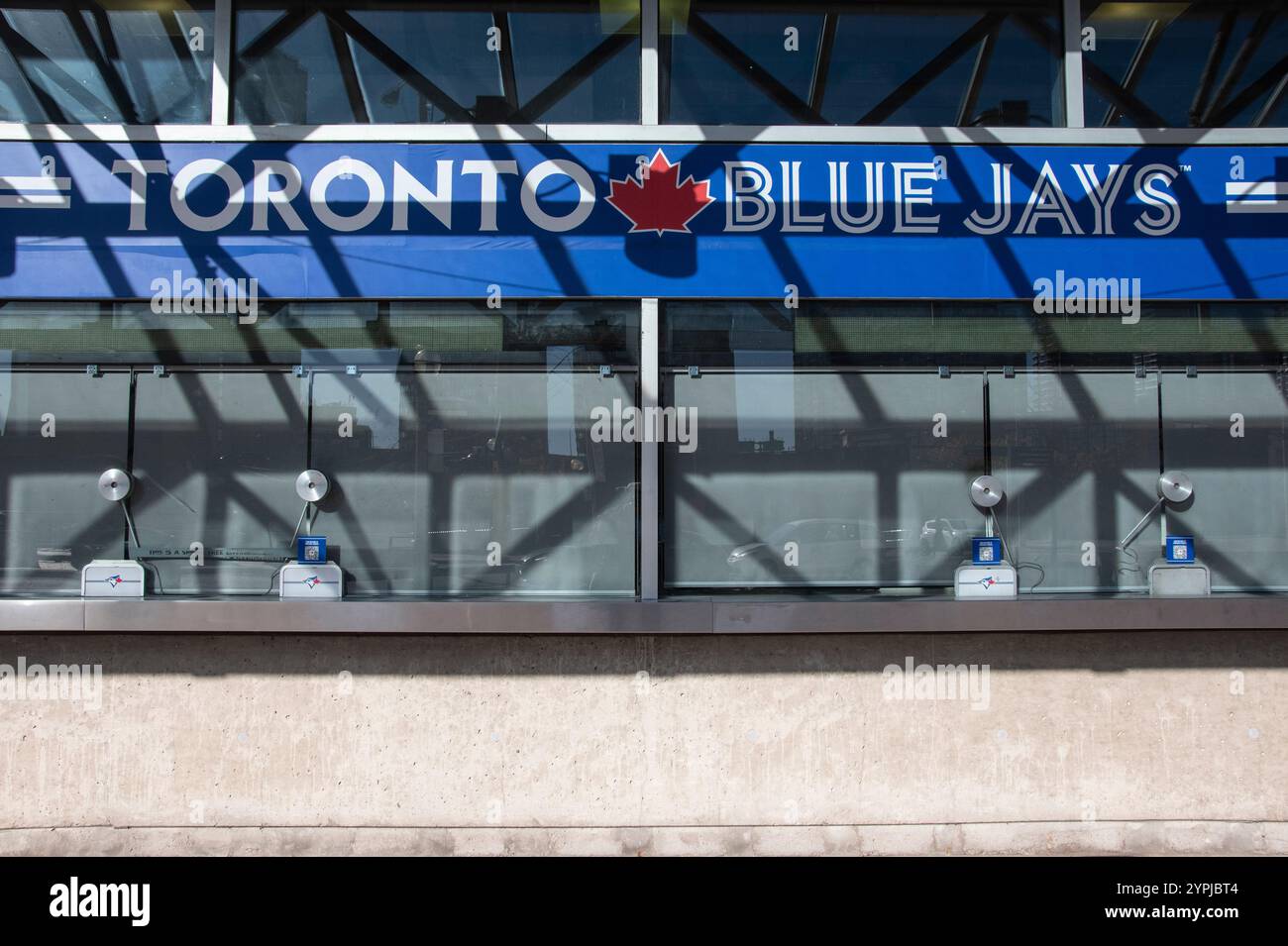Toronto Blue Jays sign on Rogers Centre on Blue Jays Way in downtown ...