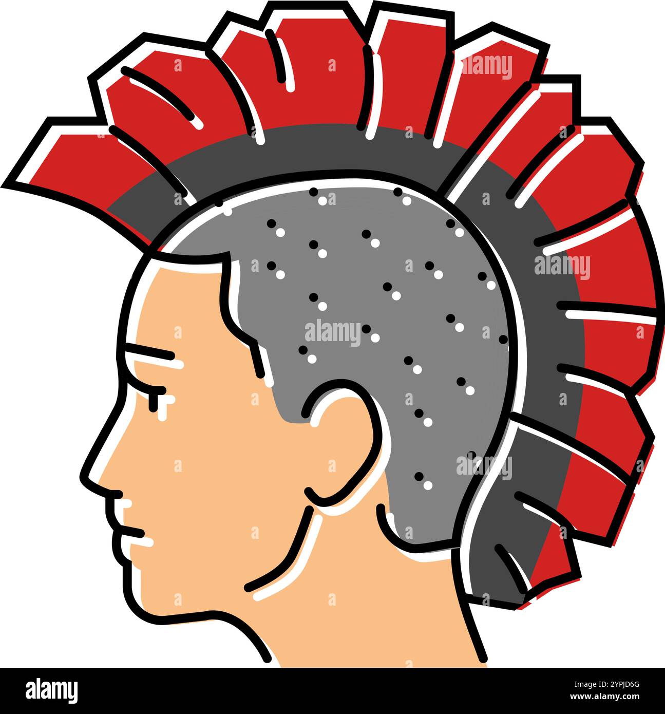 mohawk hairstyle subculture style color icon vector illustration Stock ...