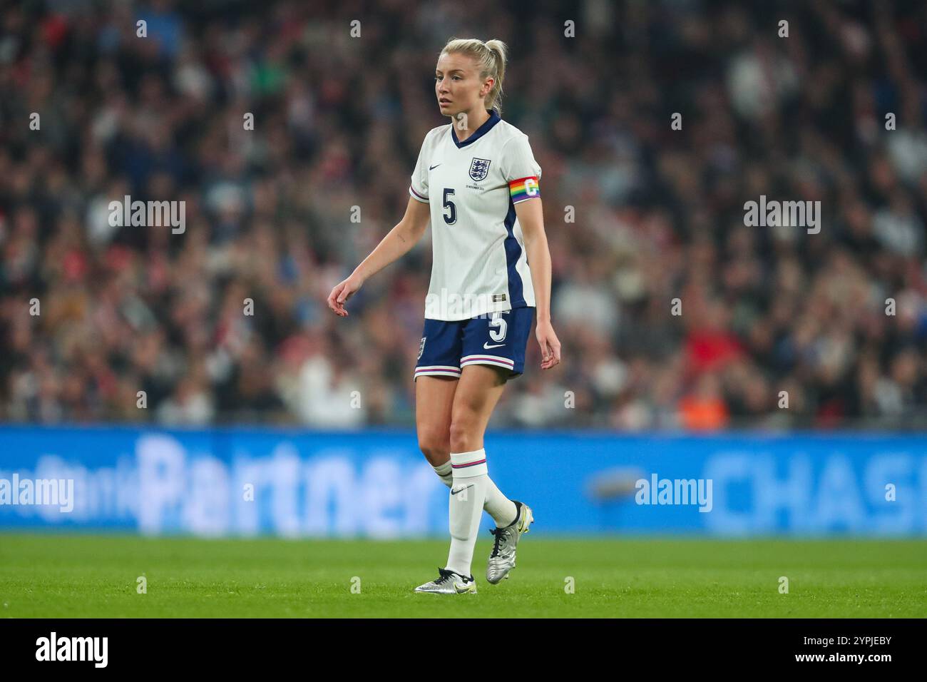 Leah Williamson of England looks on during the Women's International ...