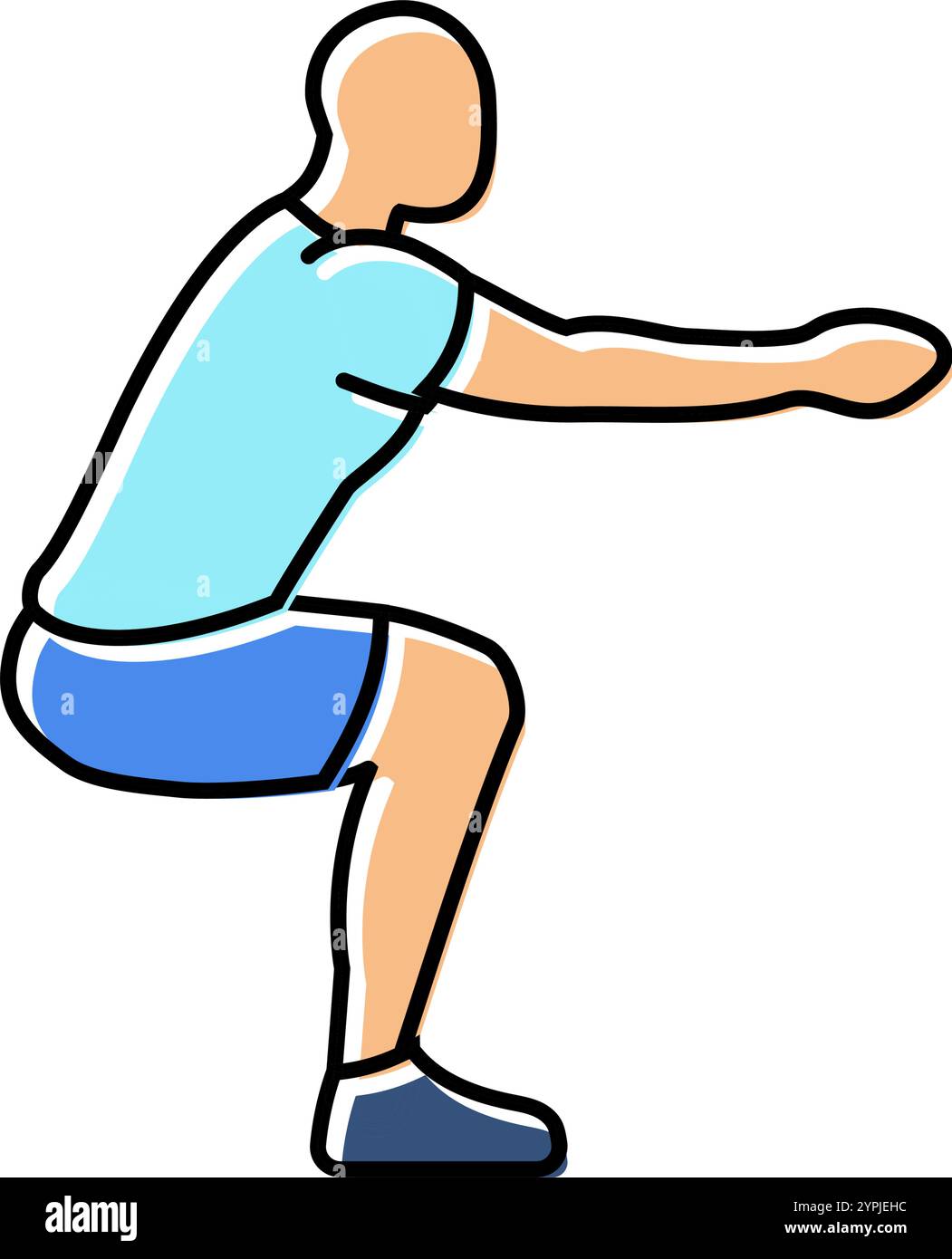 squats fitness exercise leg color icon vector illustration Stock Vector ...