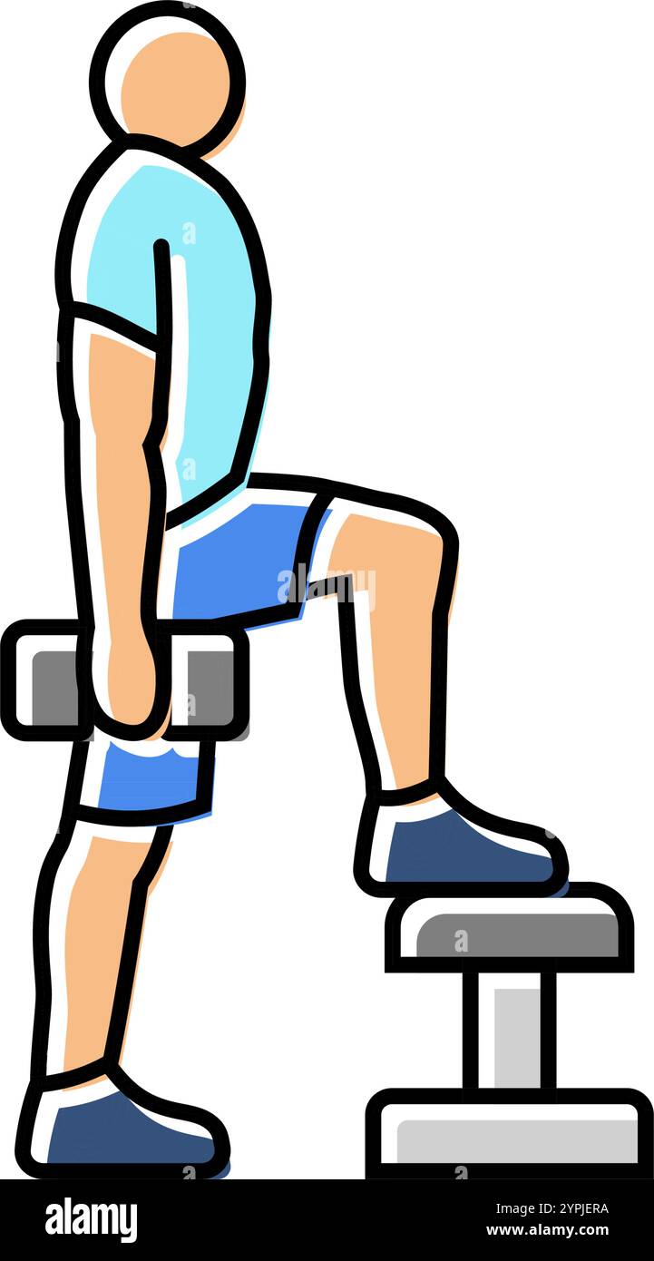 step ups fitness exercise leg color icon vector illustration Stock ...