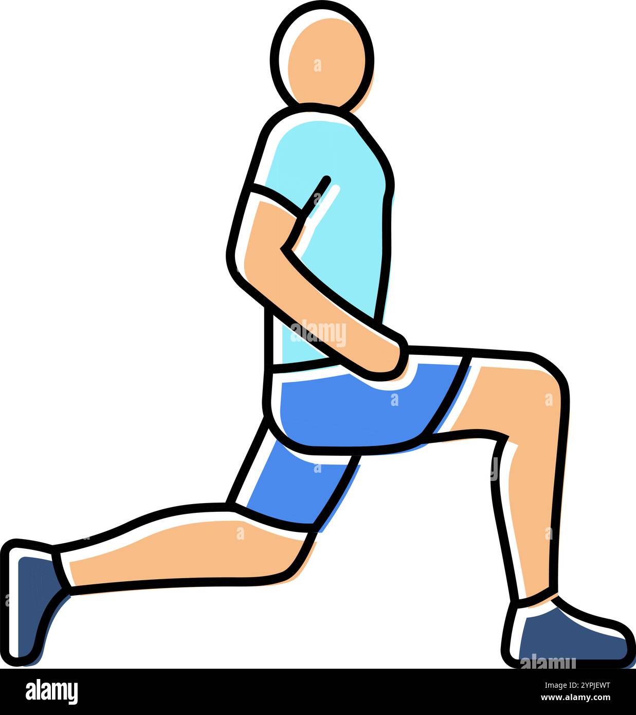 walking lunges fitness exercise leg color icon vector illustration ...