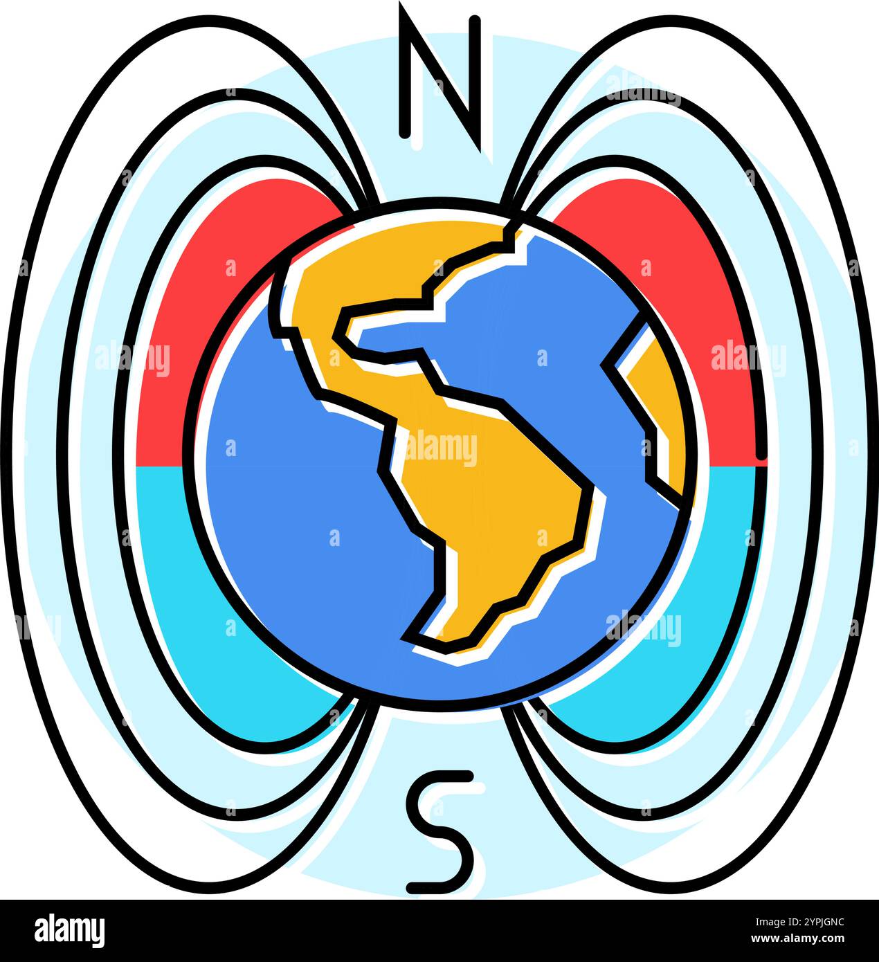 the origin of magnetic fields mystery color icon vector illustration ...