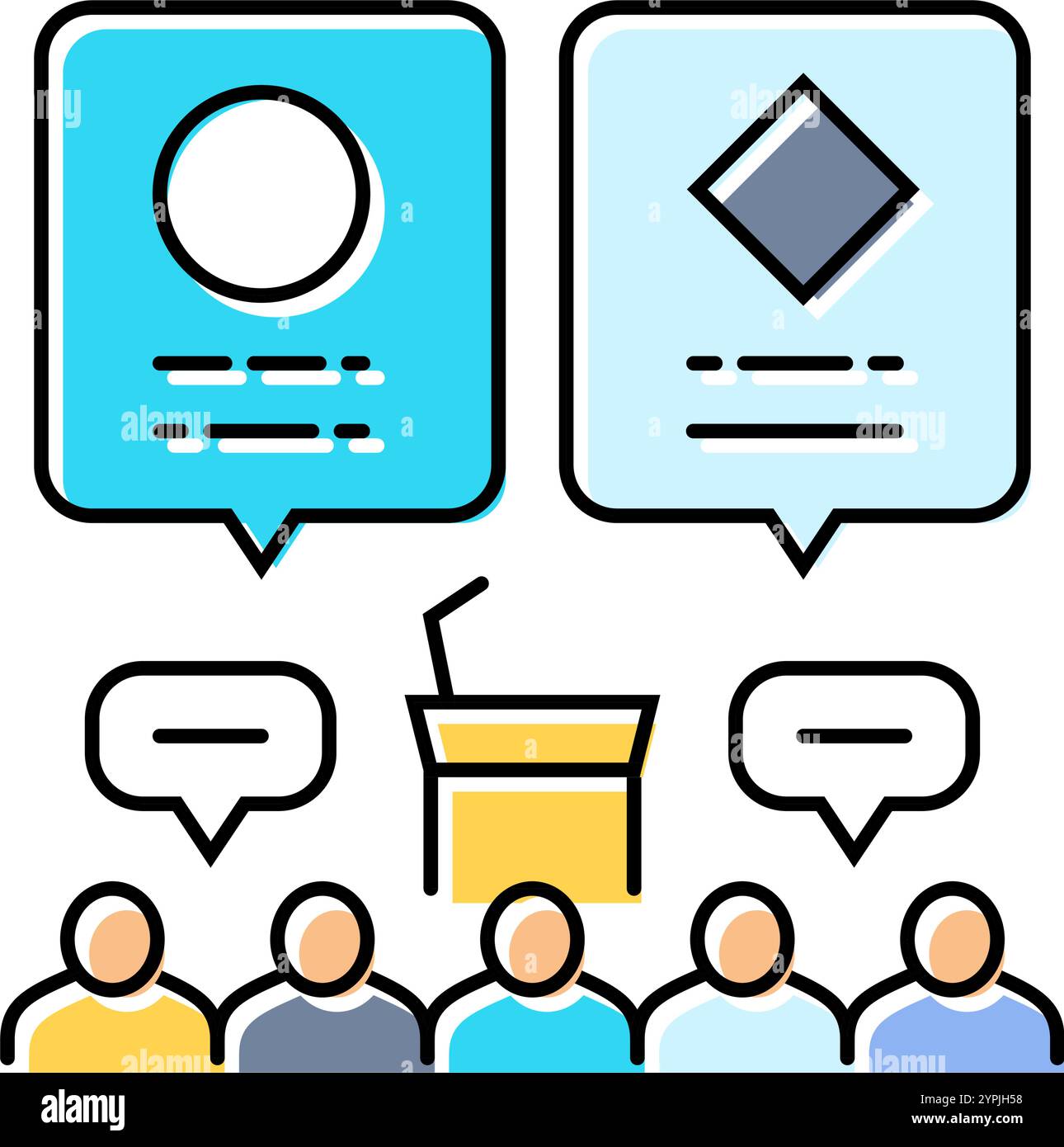 panel discussion virtual conference color icon vector illustration ...