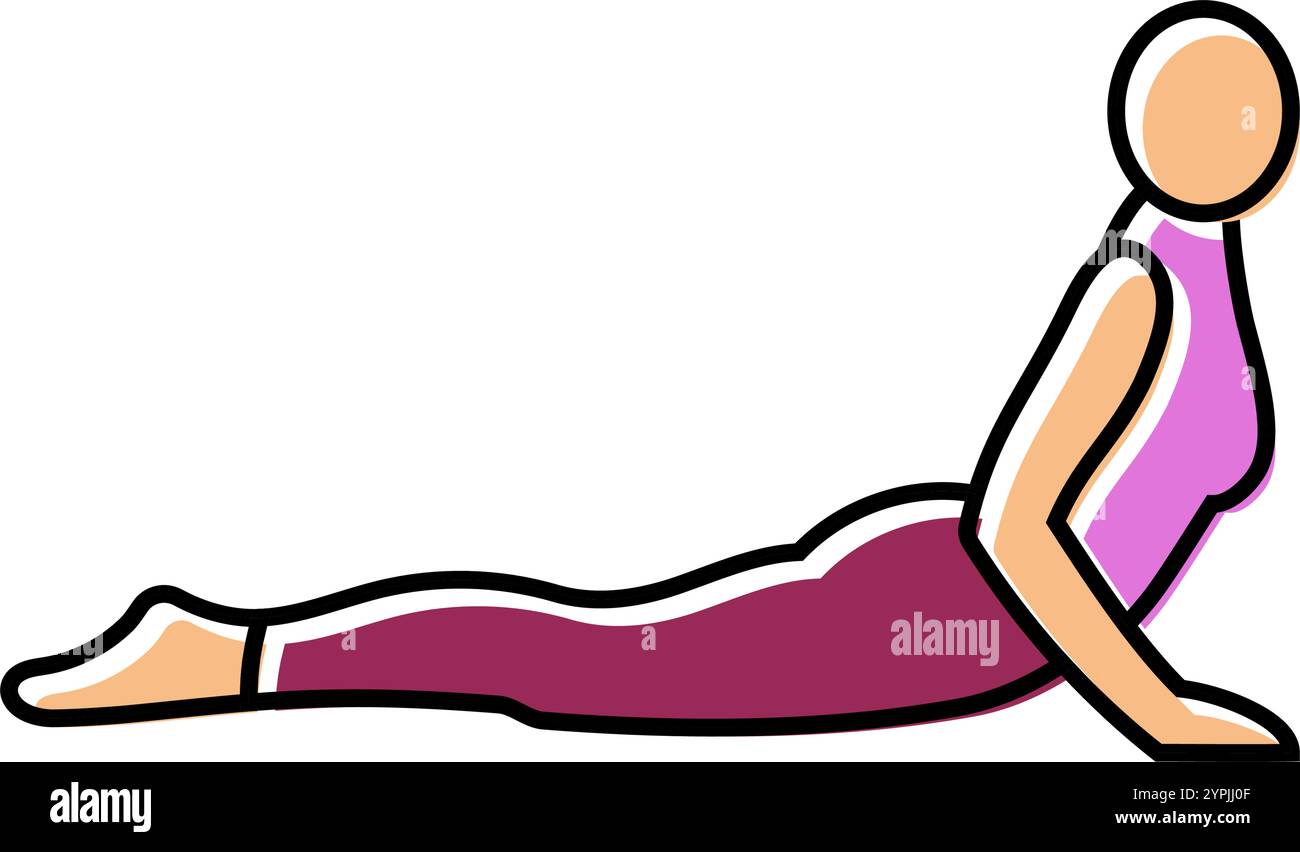 cobra pose bhujangasana yoga color icon vector illustration Stock ...
