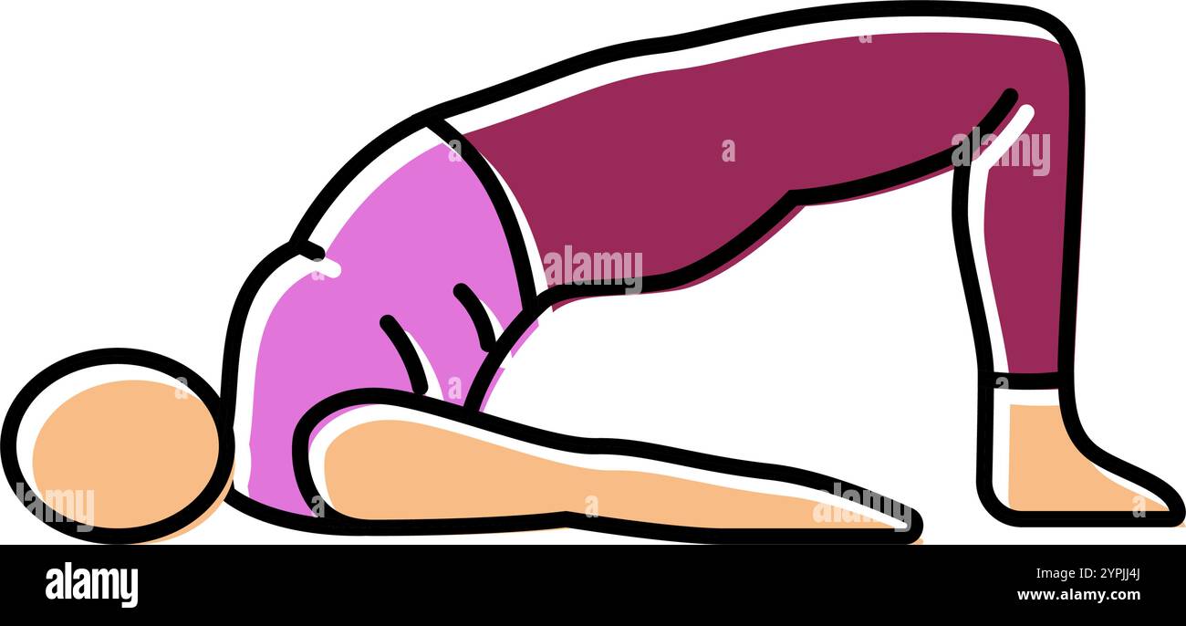 bridge pose setu bandhasana yoga color icon vector illustration Stock ...