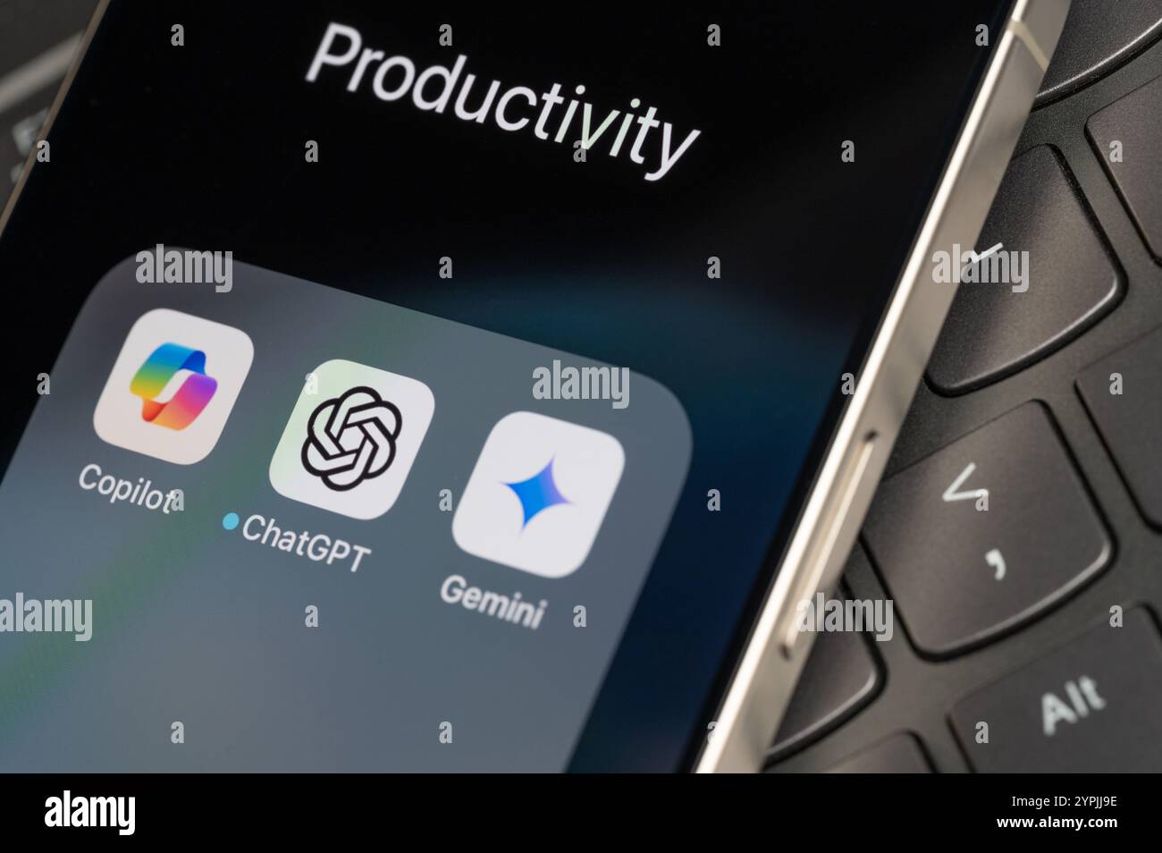 New York, USA - November 26, 2024: AI mobile bots app icons on screen ...