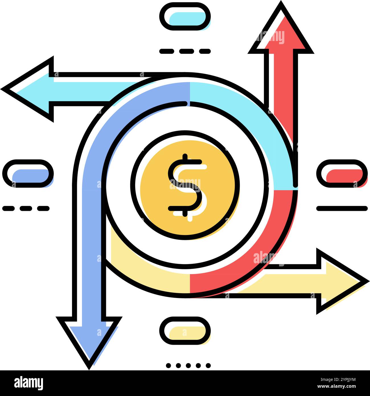 cash flow management business process color icon vector illustration ...