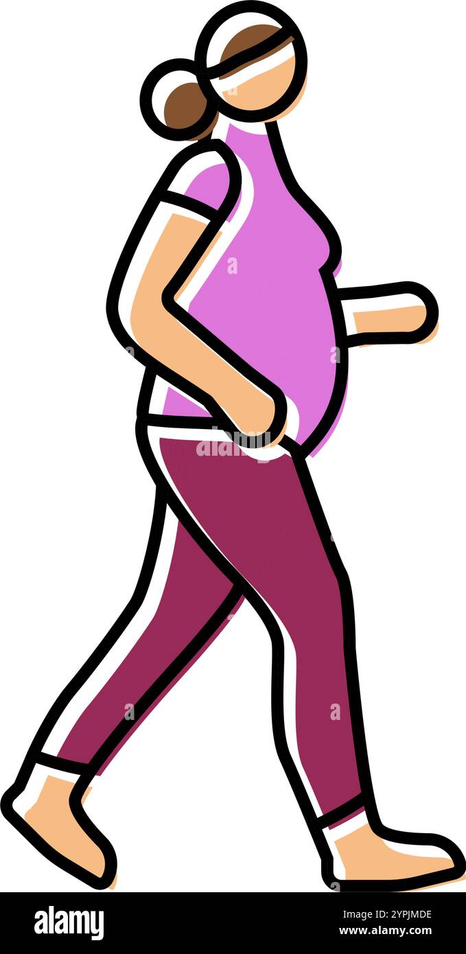 walking pregnant fitness color icon vector illustration Stock Vector ...