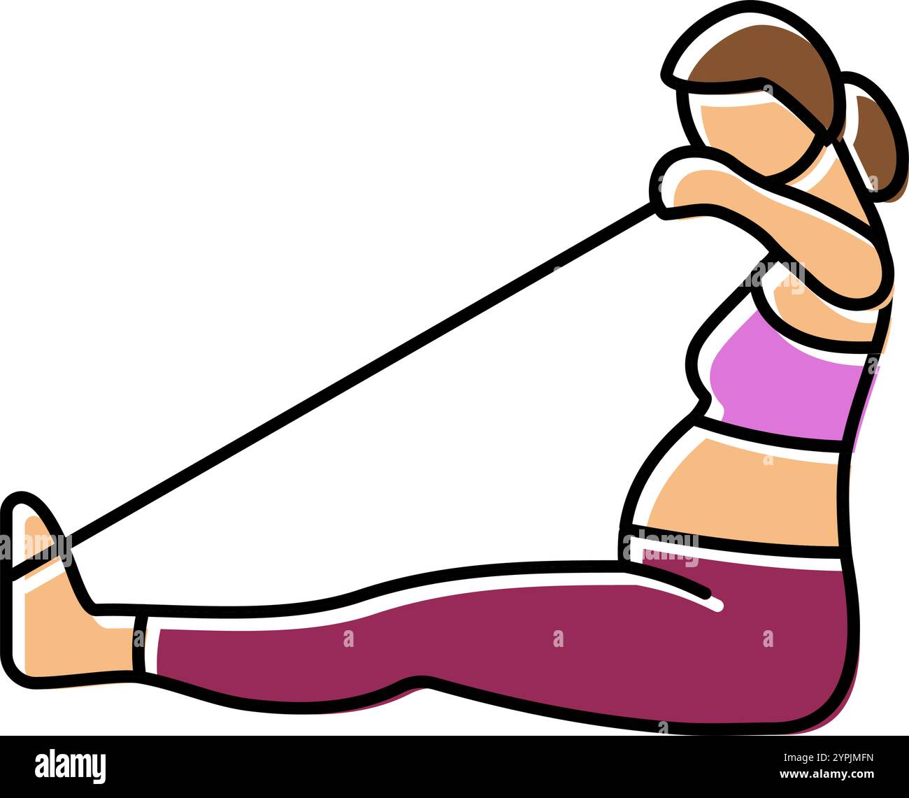 seated row resistance band pregnant fitness color icon vector ...