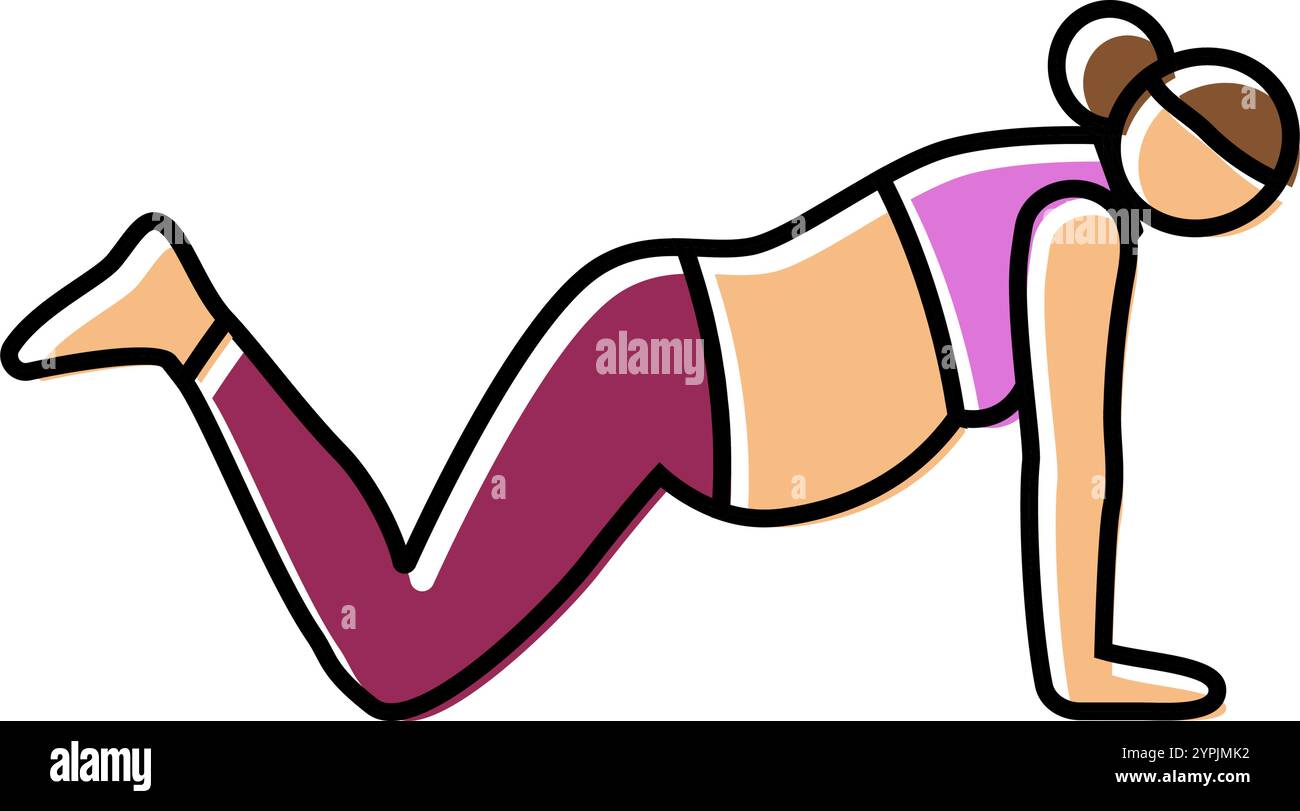 modified plank pregnant fitness color icon vector illustration Stock ...