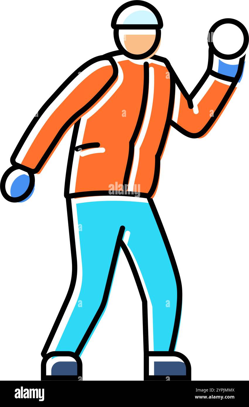 snowball fight winter color icon vector illustration Stock Vector Image ...