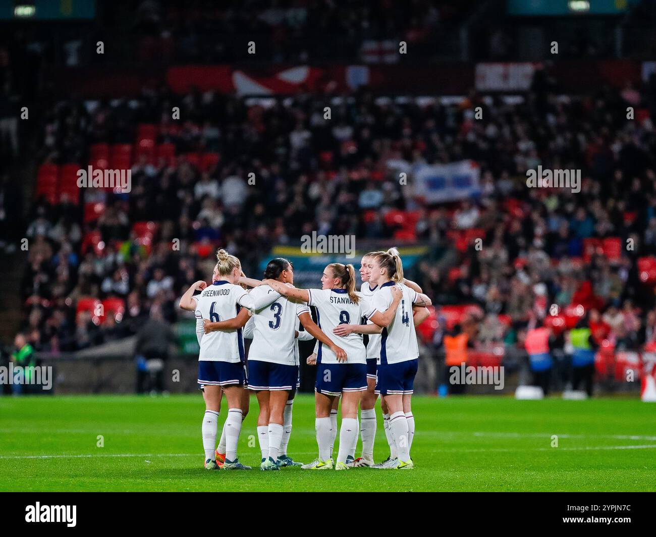 Wembley Stadium, UK. 30th Nov, 2024. England team huddle during the ...