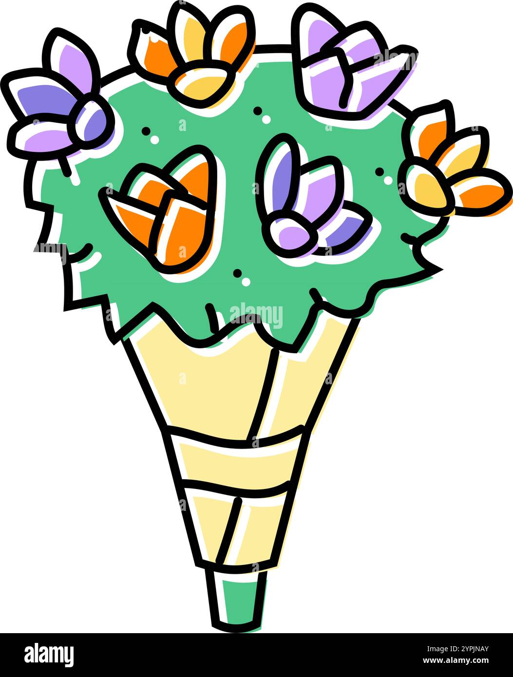 hand tied bouquet flower color icon vector illustration Stock Vector ...