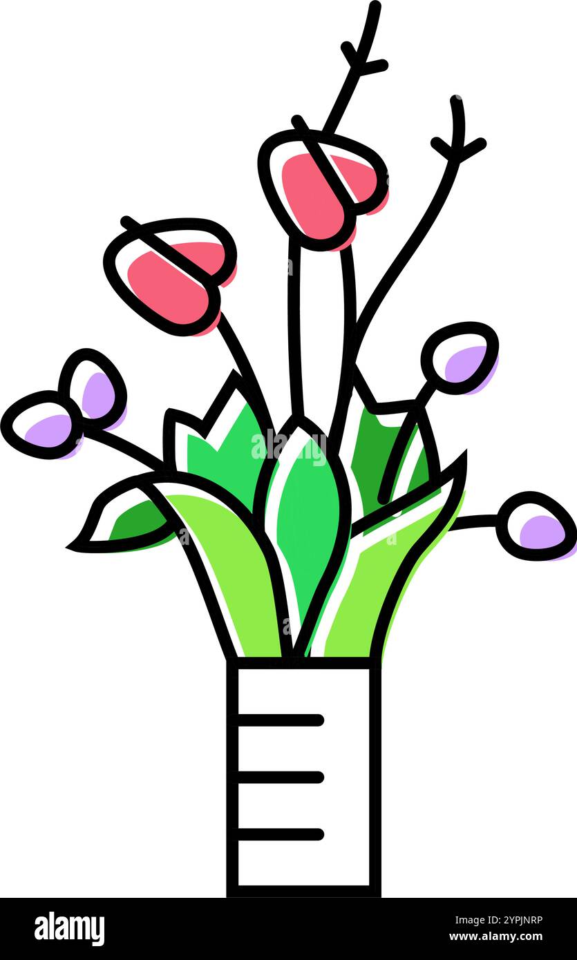 horizontal flower arrangement color icon vector illustration Stock ...
