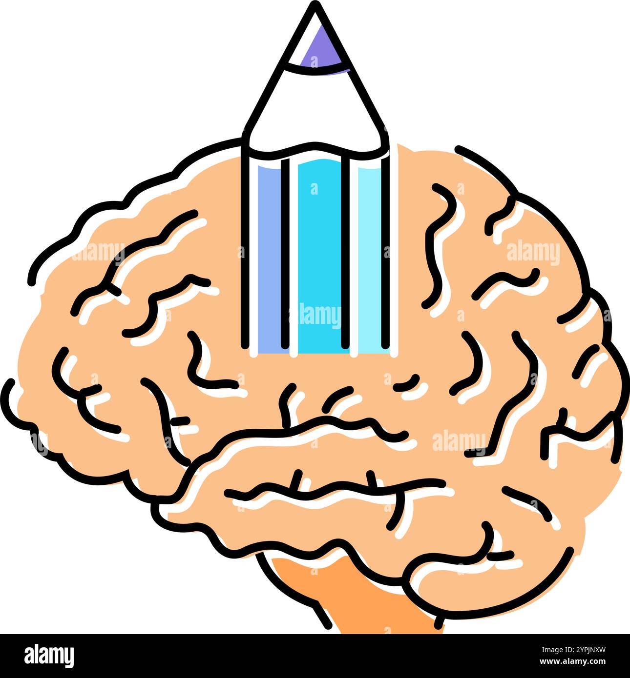 pencil brainstorm color icon vector illustration Stock Vector Image ...