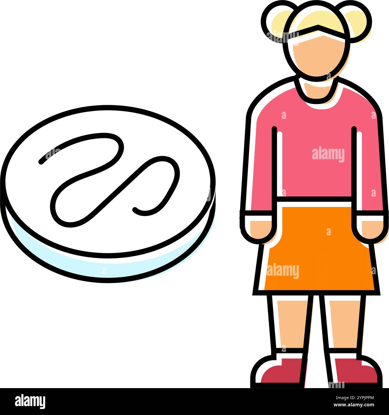 kid girl helminth worm color icon vector illustration Stock Vector ...