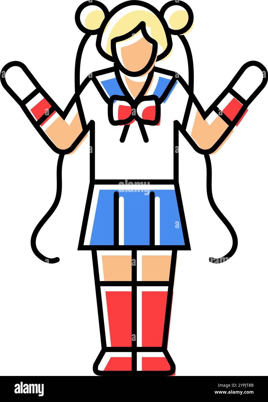 manga cosplay female color icon vector illustration Stock Vector Image ...