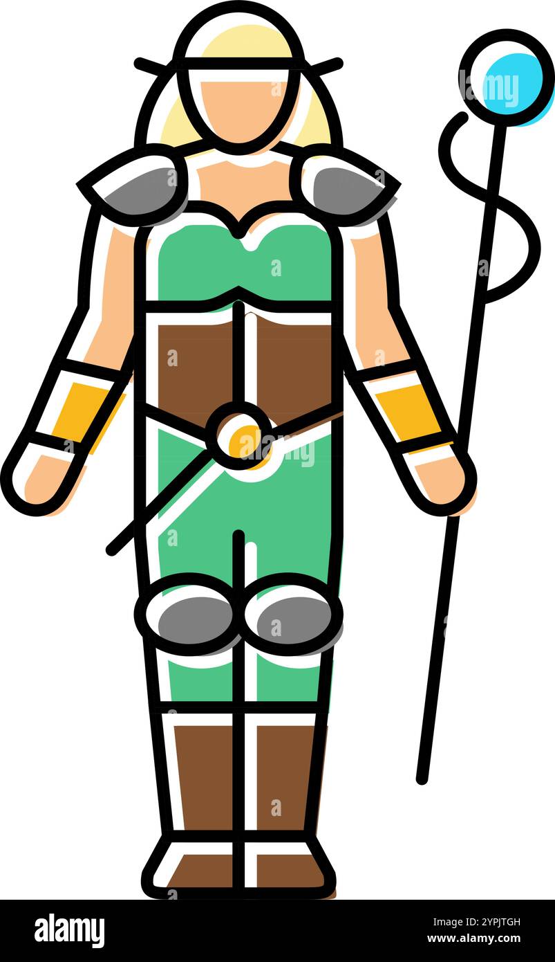 fantasy cosplay female color icon vector illustration Stock Vector ...