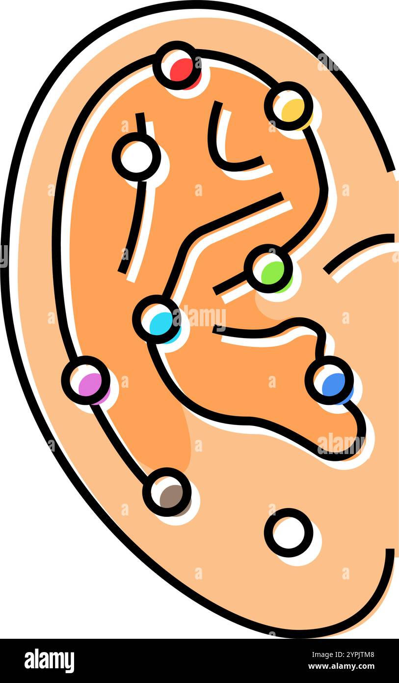 ear points acupuncture color icon vector illustration Stock Vector ...