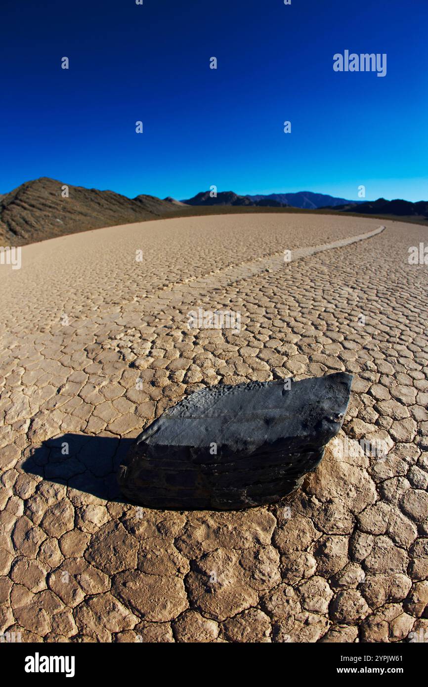 Moving rocks of Racetrack Playa, also known as the Sailing Rocks, the Sailing Stones, Sliding ...