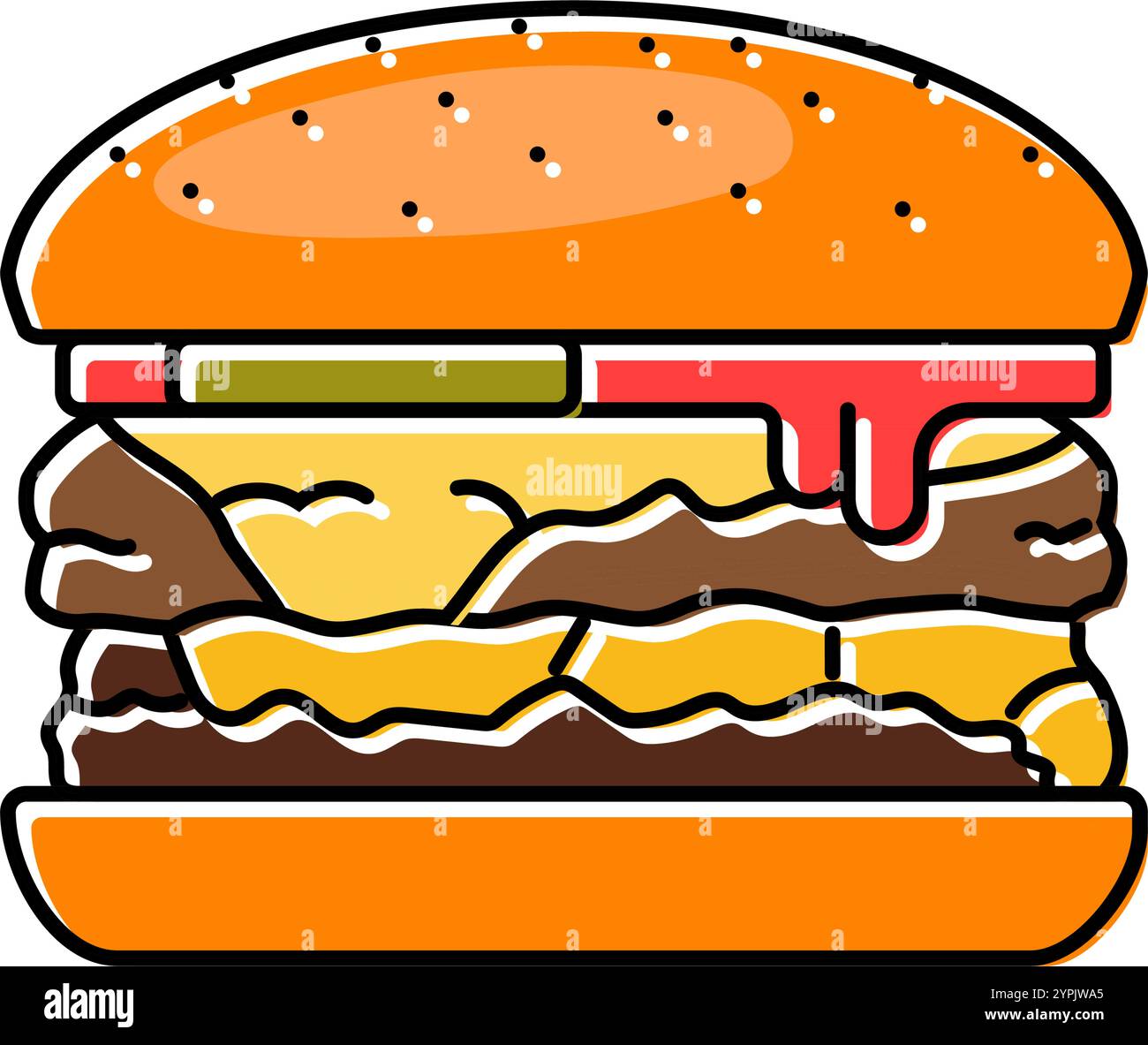 double cheeseburger food color icon vector illustration Stock Vector ...
