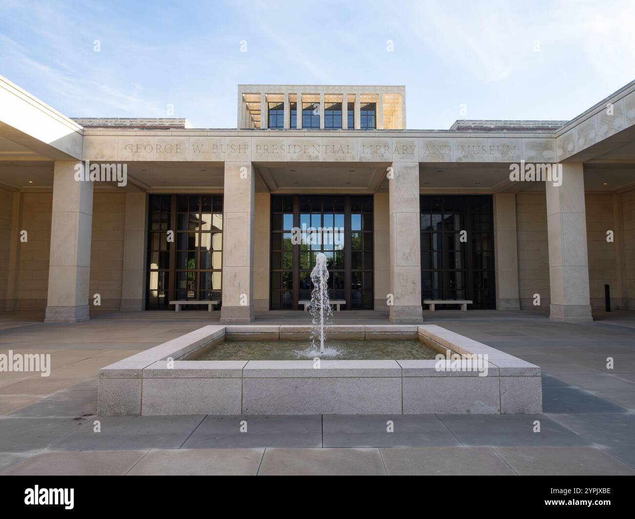 The fountain in the entrance courtyard of the George W. Bush ...